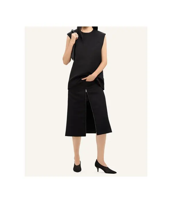 COURREGES Zip-detail Satin Midi Skirt