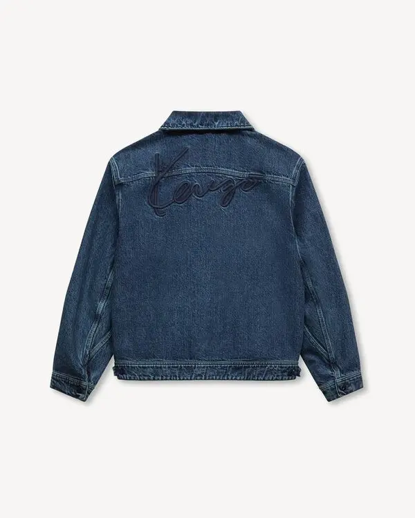 Kenzo Signature Japanese Denim Utility Jacket - Medium Stone Blue