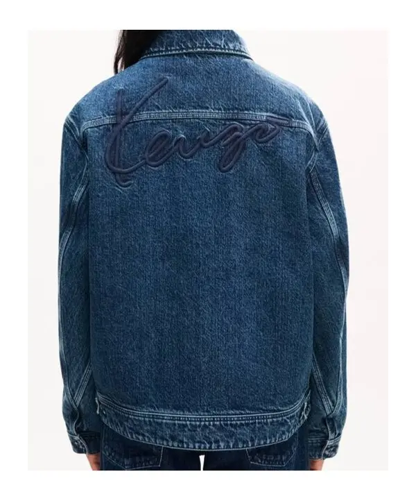 Kenzo Signature Japanese Denim Utility Jacket - Medium Stone Blue