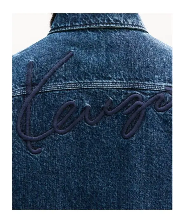Kenzo Signature Japanese Denim Utility Jacket - Medium Stone Blue