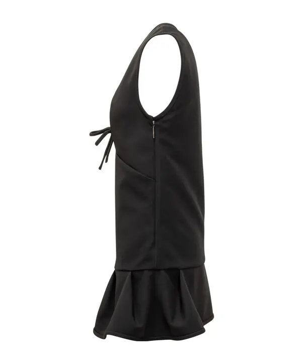 MSGM Sleeveless V-neck Dress With Bow Detail And Ruffled Hem - Black