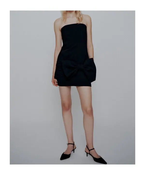 Marella Bow Detail Envers Satin Bustier Dress