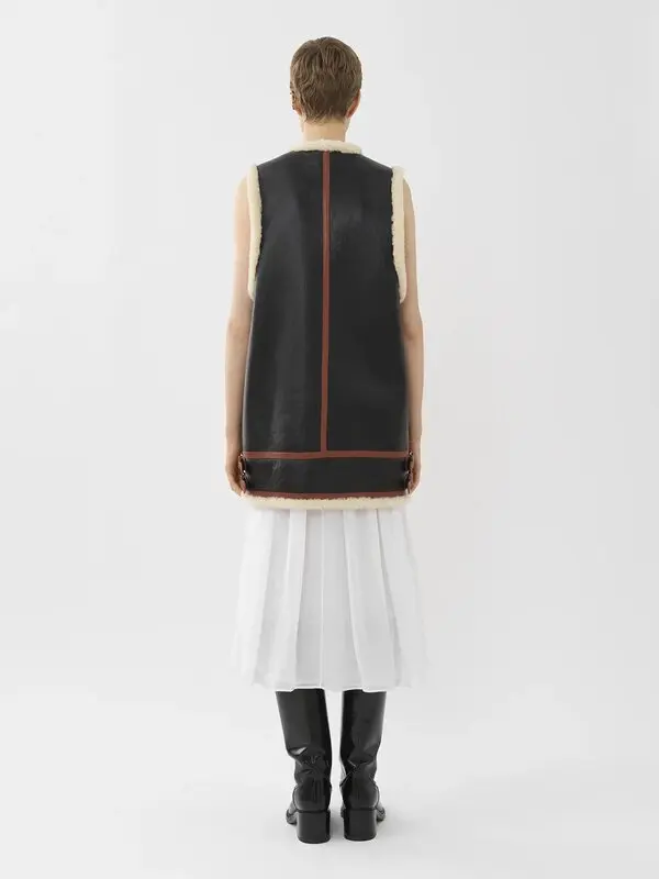 Chloé Sheepskin Vest With Fur Trim