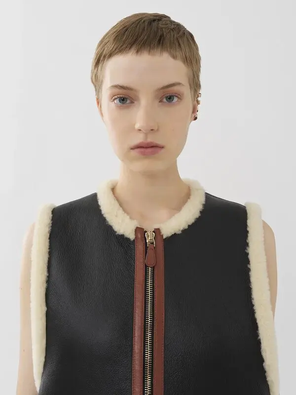 Chloé Sheepskin Vest With Fur Trim