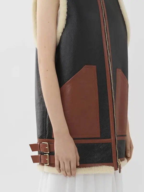 Chloé Sheepskin Vest With Fur Trim