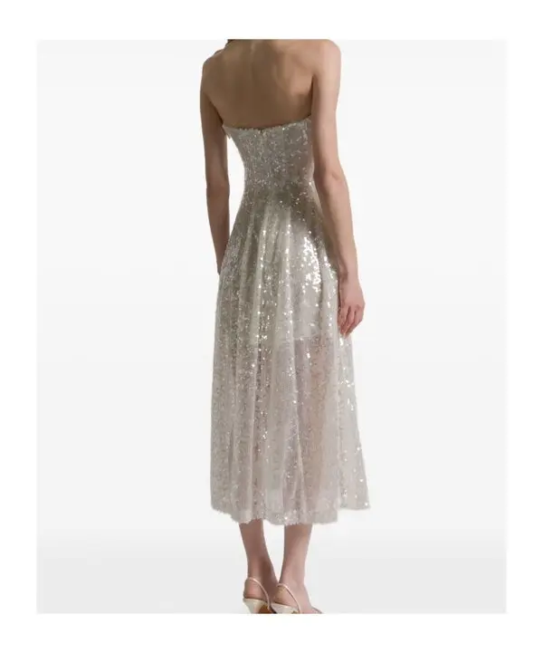 Alberta Ferretti Strapless Sequin Dress - White