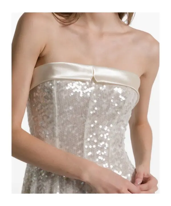 Alberta Ferretti Strapless Sequin Dress - White