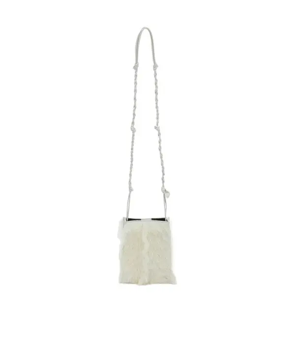 JIL SANDER Tangle Shearling Small Crossbody Bag - White