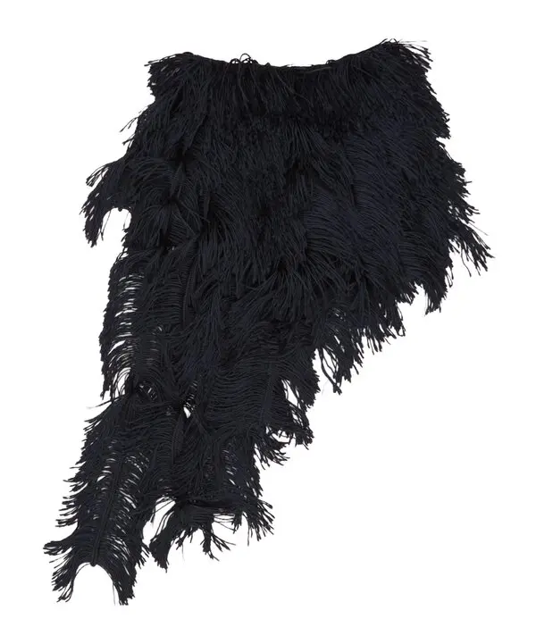 Alaïa Asymmetrical Fringed Skirt - Black