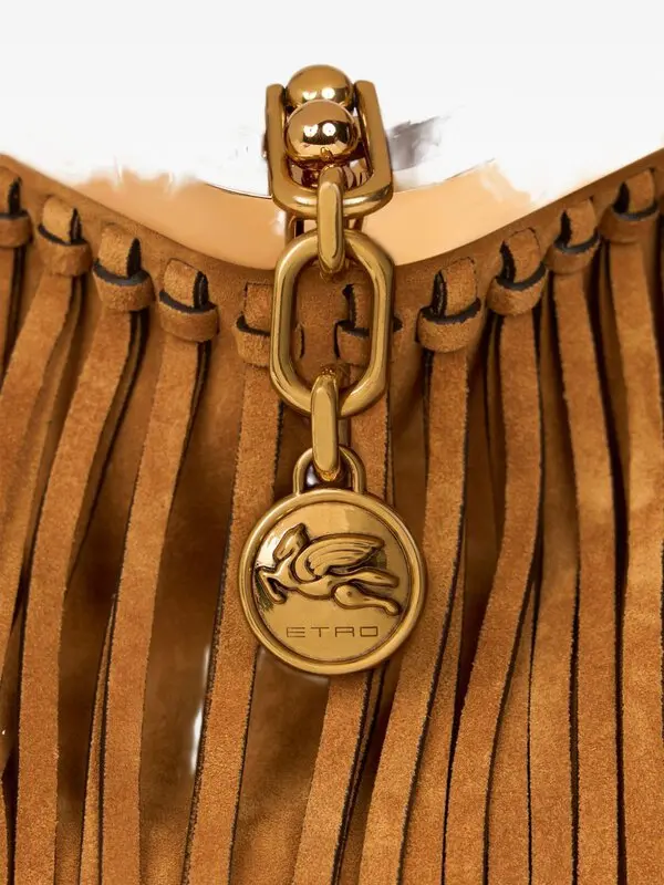 Etro Fringing Medium Vela Bag With Detachable Shoulder Strap - Camel