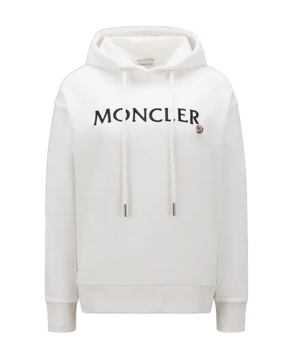 Moncler Cotton Cashmere Logo Hoodie - White