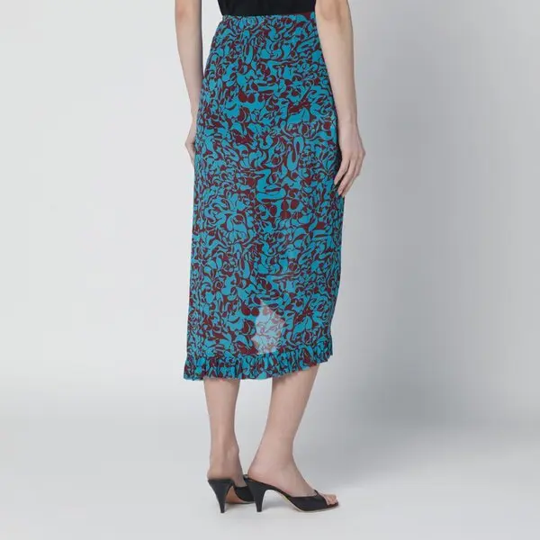 Dries Van Noten Ruched Detailed Midi Skirt - Blue