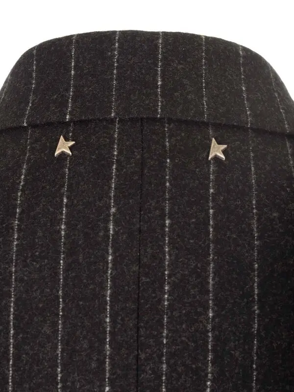GOLDEN GOOSE Double-breasted Blazer In Gray Melange Wool - Black