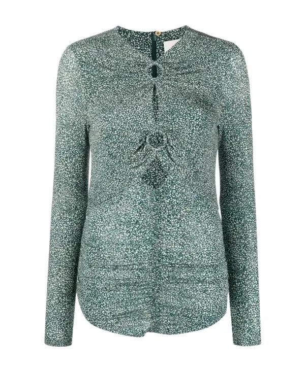 Isabel Marant Étoile Animal-print Cut-out Long-sleeve Top