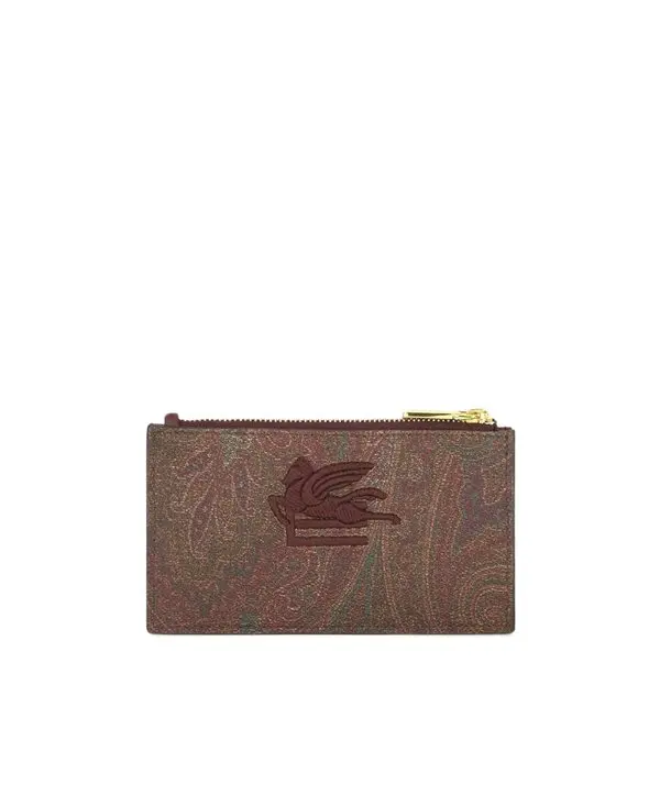Etro Logo Embroidered Paisley Print Card Holder - Green
