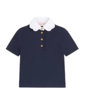 Valentino Garavani Embroidered Collar Top - Navy Blue
