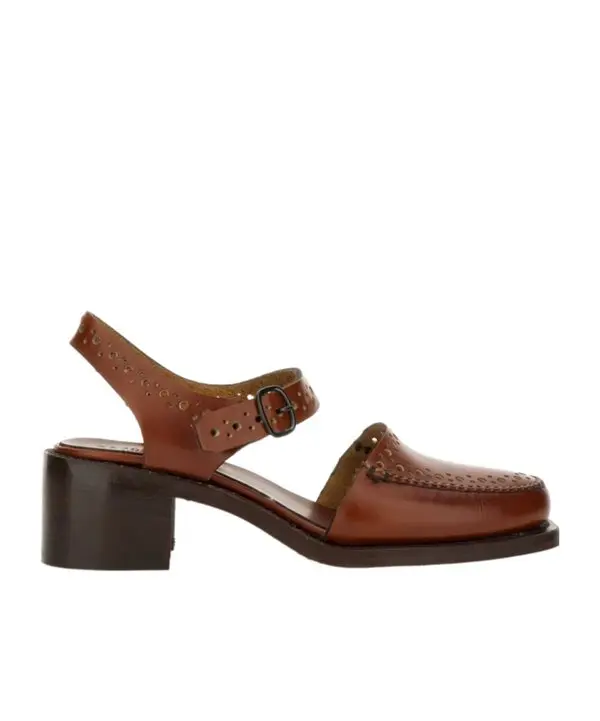 Hereu Perforated Ankle-strap Heeled Sandals