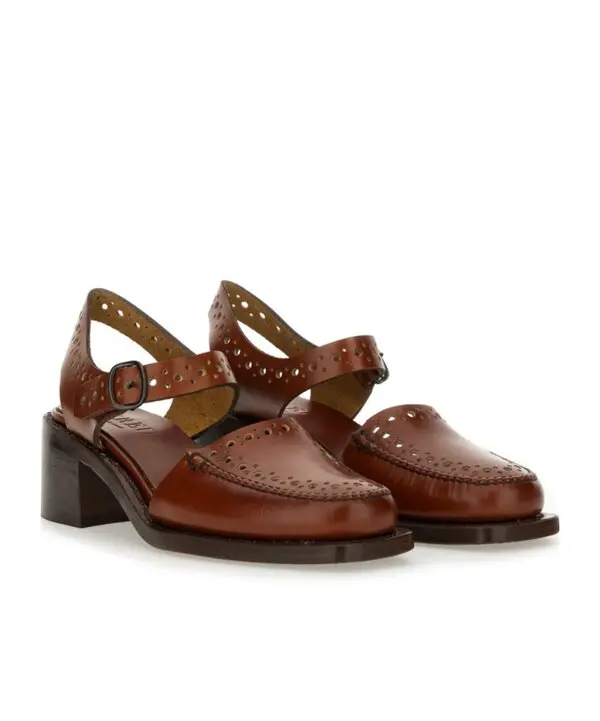 Hereu Perforated Ankle-strap Heeled Sandals