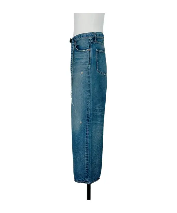 Sacai Wide-leg Jeans With Belt Loops And Distressed Details
