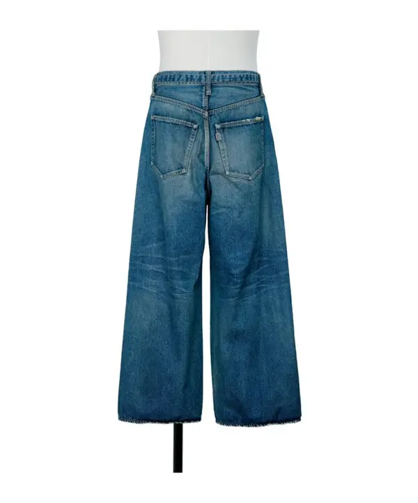 Sacai Wide-leg Jeans With Belt Loops And Distressed Details