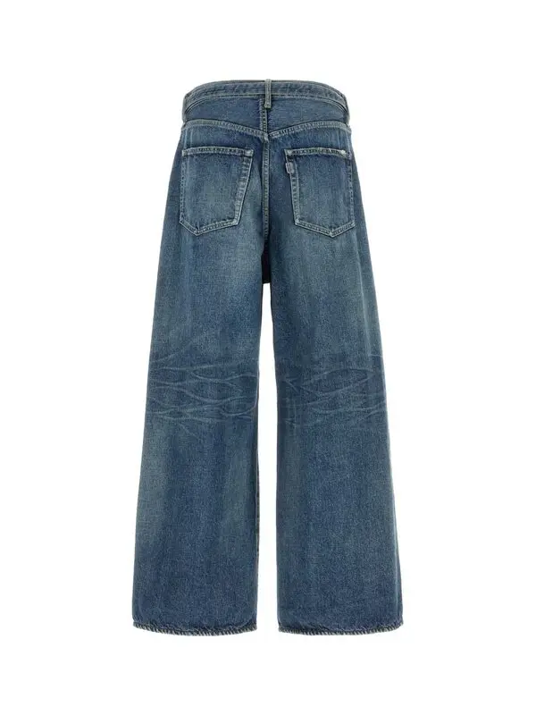 Sacai Wide-leg Jeans With Belt Loops And Distressed Details
