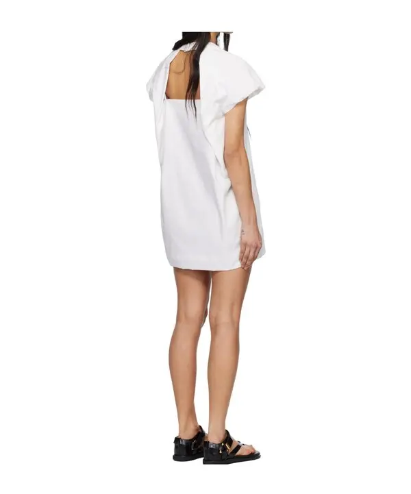 Sacai Solid Color Puff Sleeve Dress