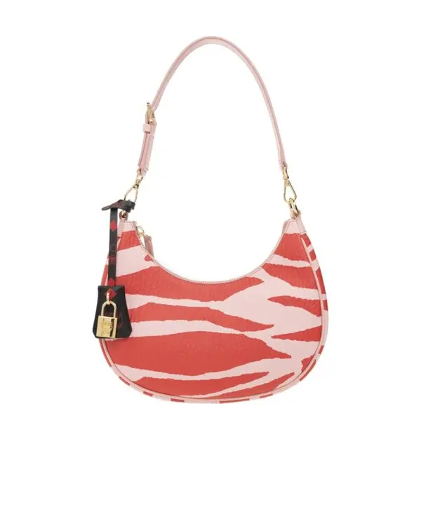 Mcm Zebra Printed Zipped Shoulder Bag - Red