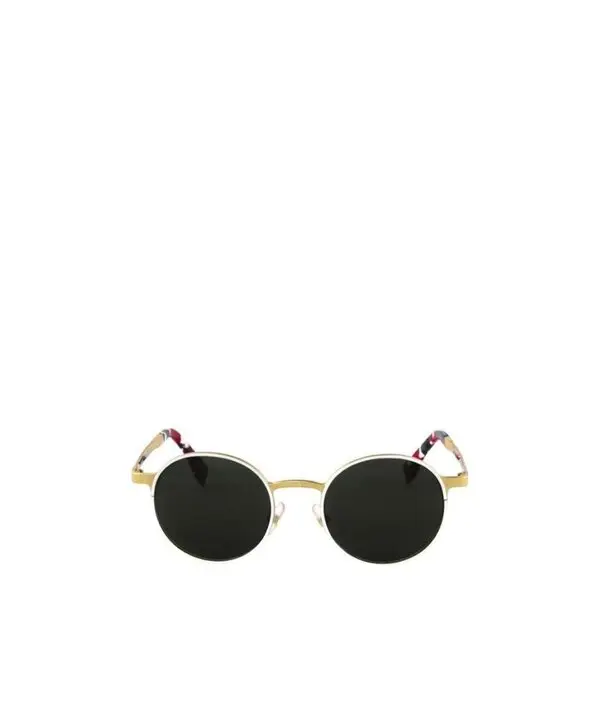Fendi Round Frame Sunglasses With Logo Detail - Black