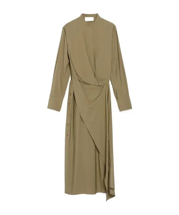 Vanessa Bruno Long Sleeve V-neck Slit Dress