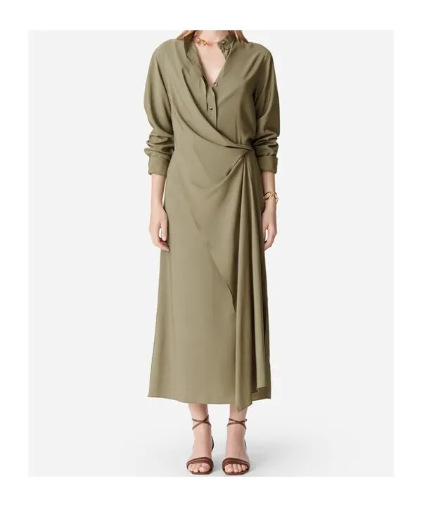 Vanessa Bruno Long Sleeve V-neck Slit Dress
