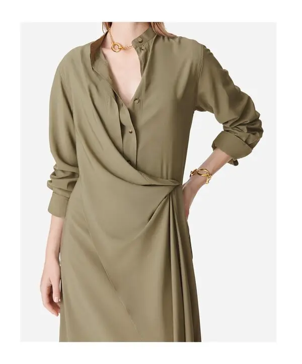 Vanessa Bruno Long Sleeve V-neck Slit Dress