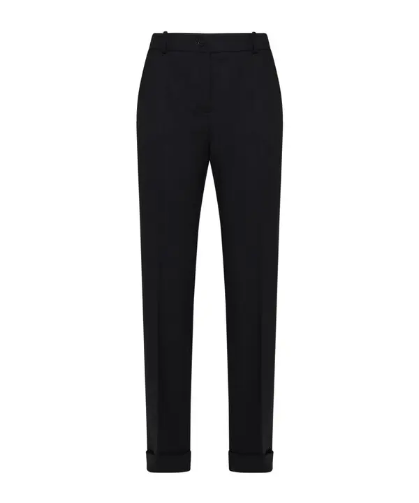P.a.r.o.s.h Medium And High Waist Slim-fitting Straight Pants - Black