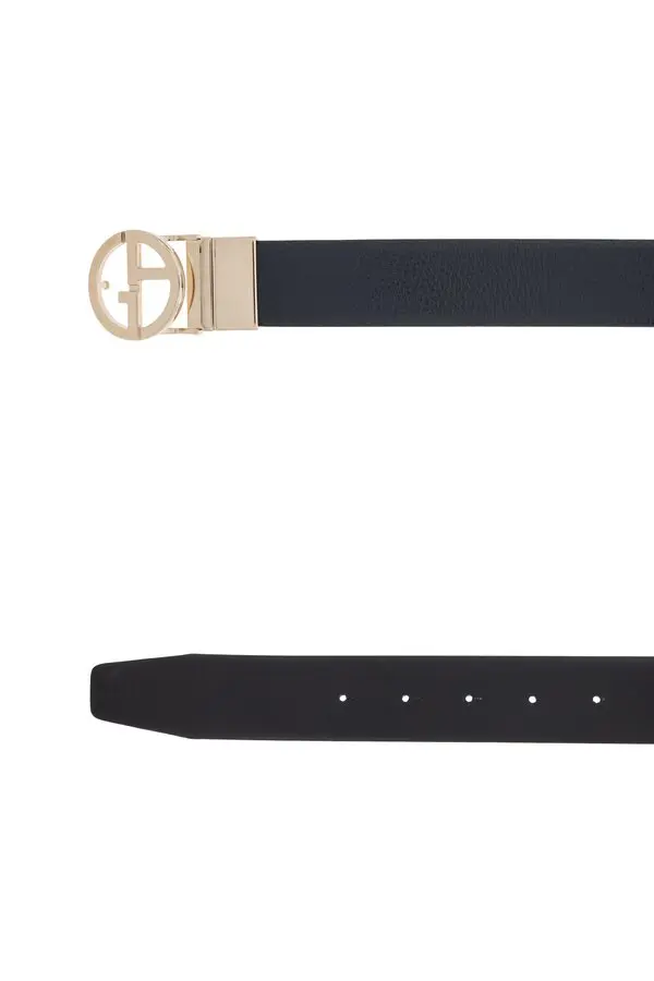 Giorgio Armani Logo Buckle Leather Belt