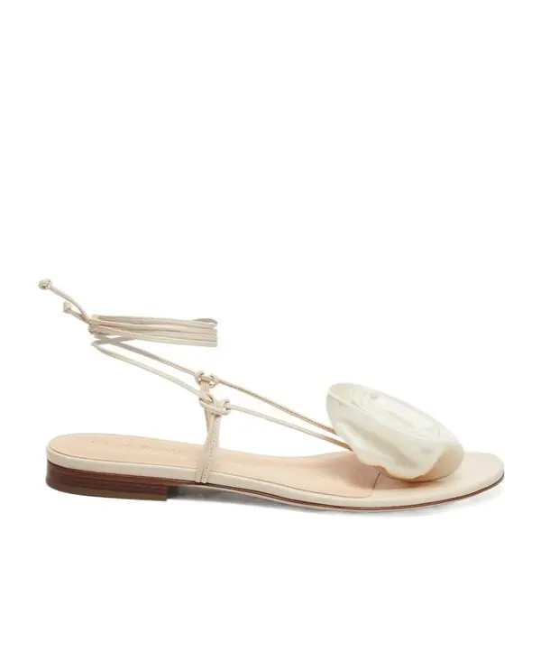 Magda Butrym Floral Ankle-tie Flat Sandals - Cream