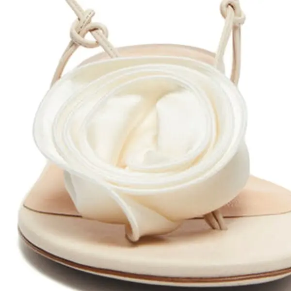 Magda Butrym Floral Ankle-tie Flat Sandals - Cream