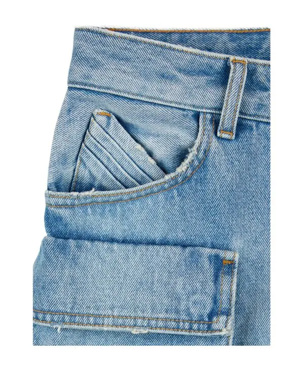 Attico Logo Embroidered Denim Cargo Skirt - Blue