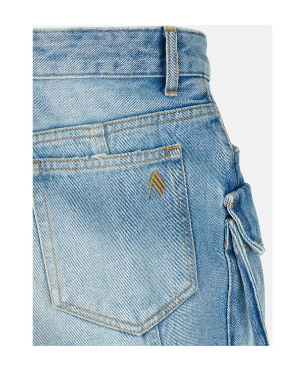 Attico Logo Embroidered Denim Cargo Skirt - Blue
