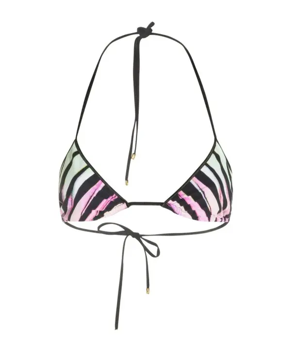 Roberto Cavalli Zebra-print Triangle Bikini Top - Black