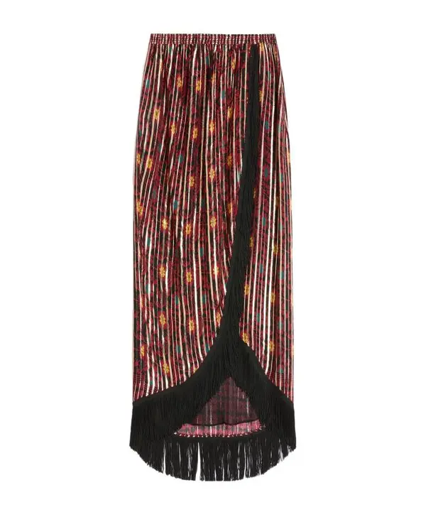Valentino Garavani Fringed Floral-print Maxi Skirt
