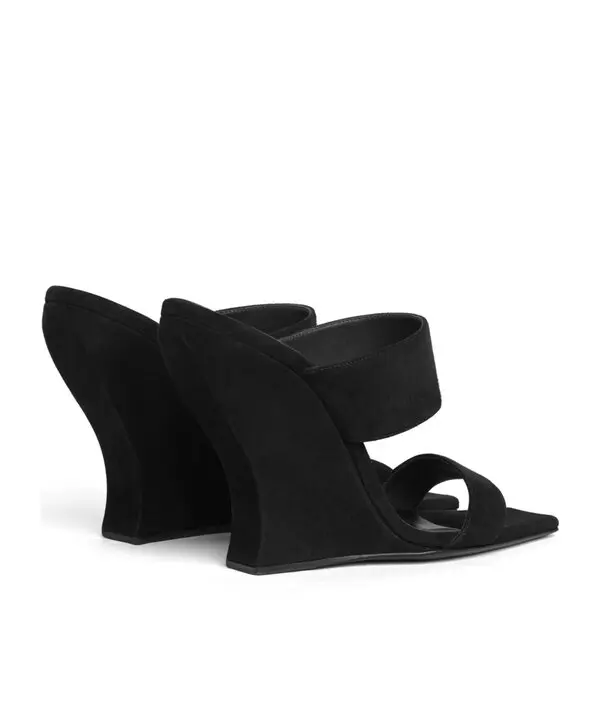 Alaïa Double Strap Sculptural Wedge Heeled Sandals - Black