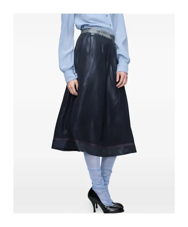 MAISON MARGIELA Midi Skirt With Metallic Belt - Black
