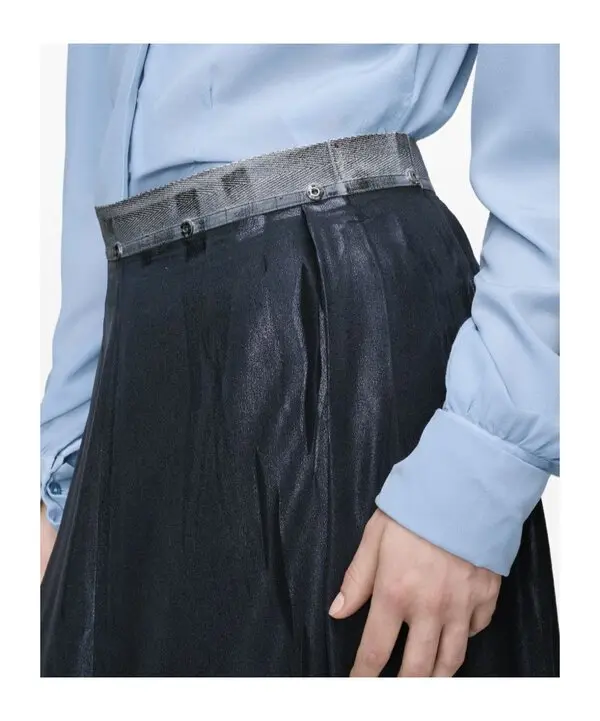 MAISON MARGIELA Midi Skirt With Metallic Belt - Black