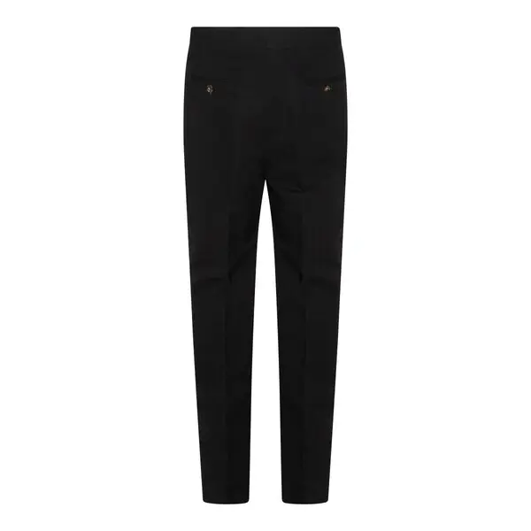 Brunello Cucinelli Pleated Straight Leg Pants With Button Detail - Black