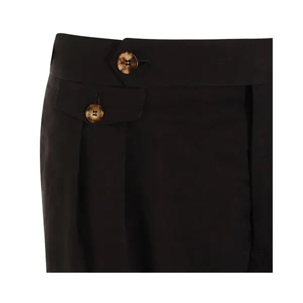 Brunello Cucinelli Pleated Straight Leg Pants With Button Detail - Black