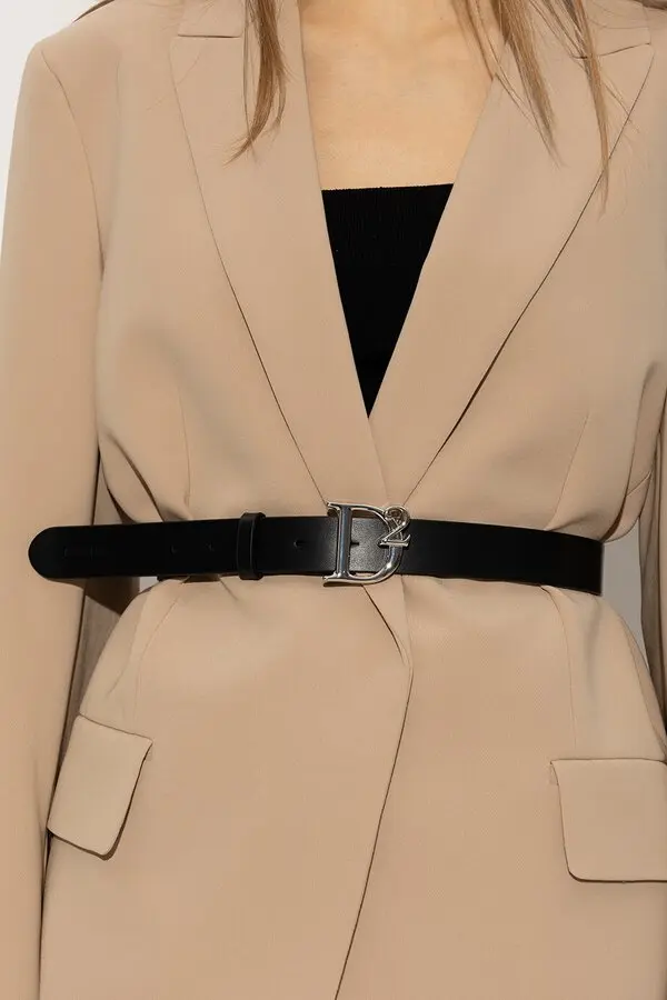 Dsquared2 Logo Plaque Buckled Leather Belt
