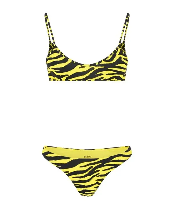 Attico Printed Bikini Set - Black And Yellow