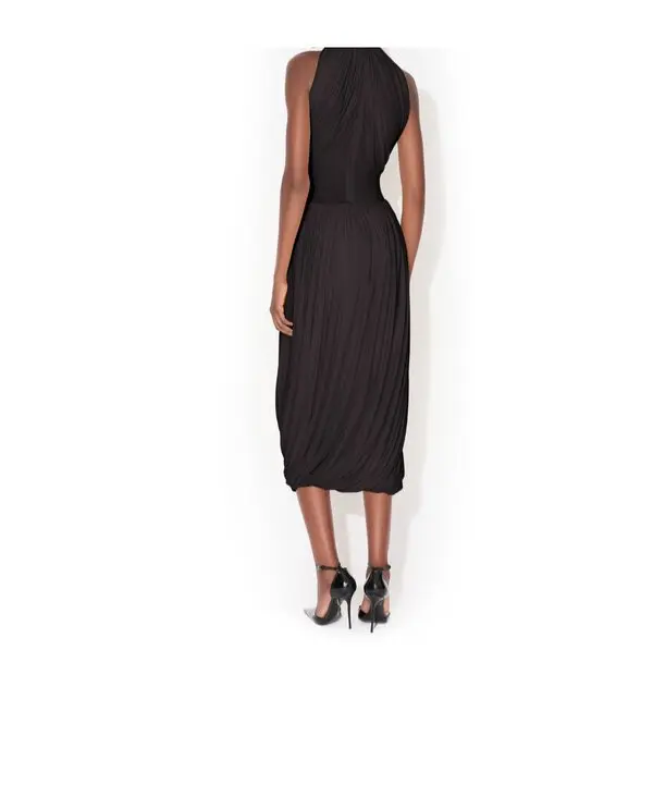 Alaïa Halterneck Sleeveless Draped Midi Dress - Black