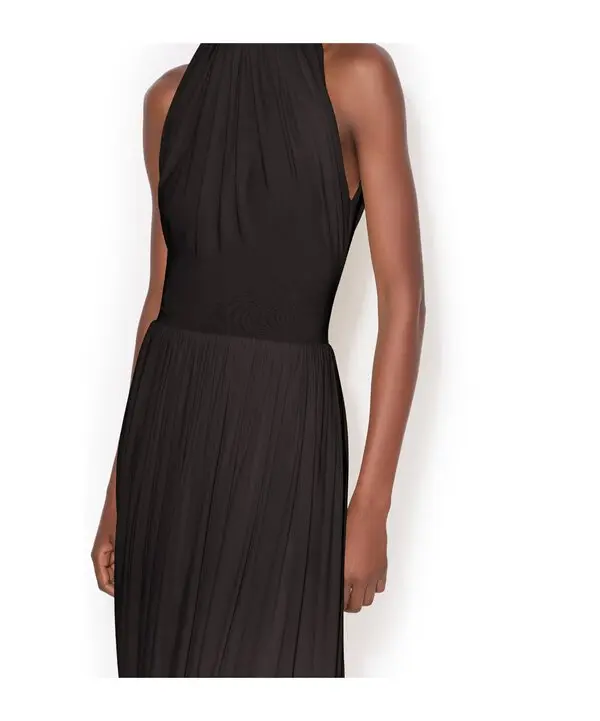 Alaïa Halterneck Sleeveless Draped Midi Dress - Black