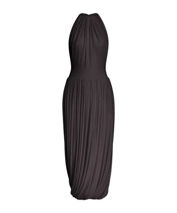 Alaïa Halterneck Sleeveless Draped Midi Dress - No