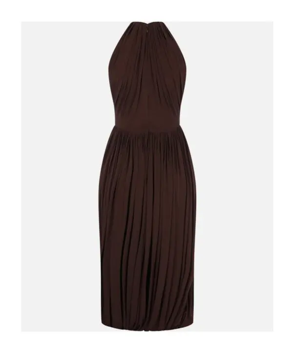Alaïa Halterneck Sleeveless Draped Midi Dress - No